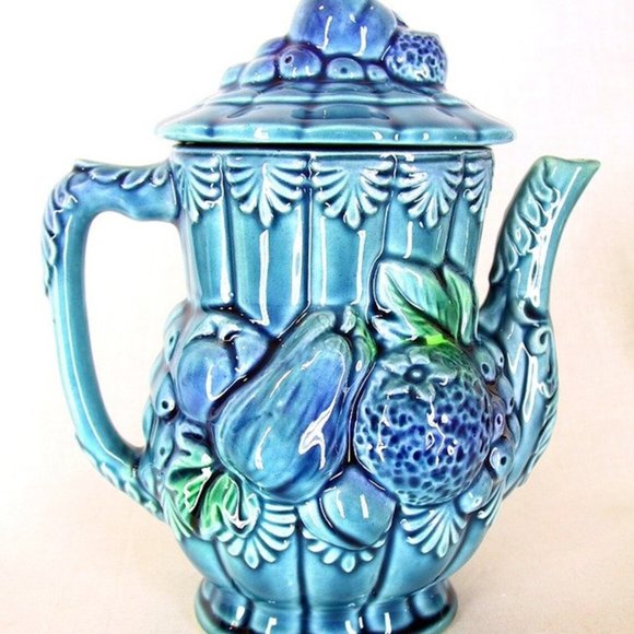 Vintage | Kitchen | Pitcher Tilso Blue Ceramic Fruit Vintage Carafe ...